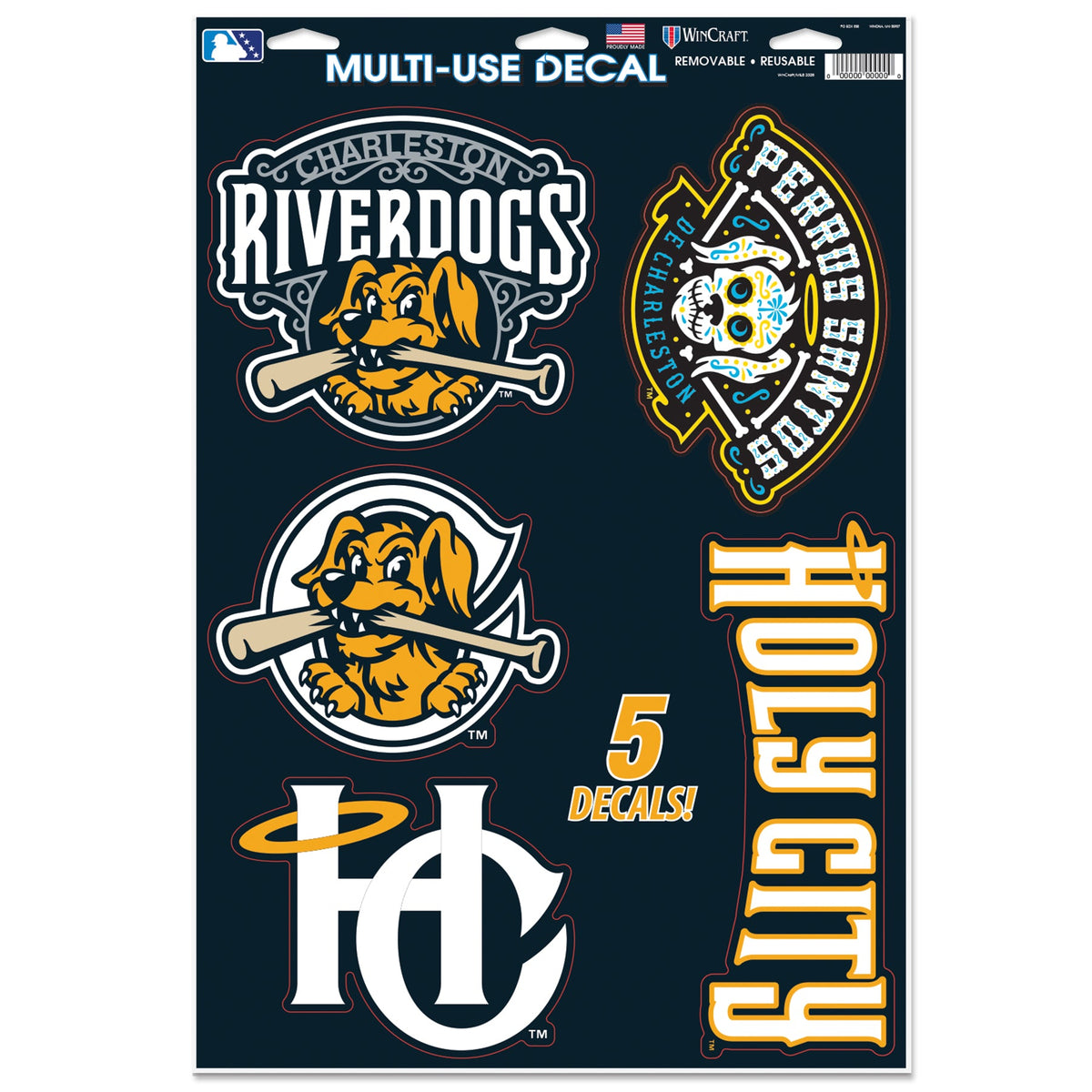 Charleston RiverDogs Logo Decal 5 Pack Set – Minor League Baseball ...