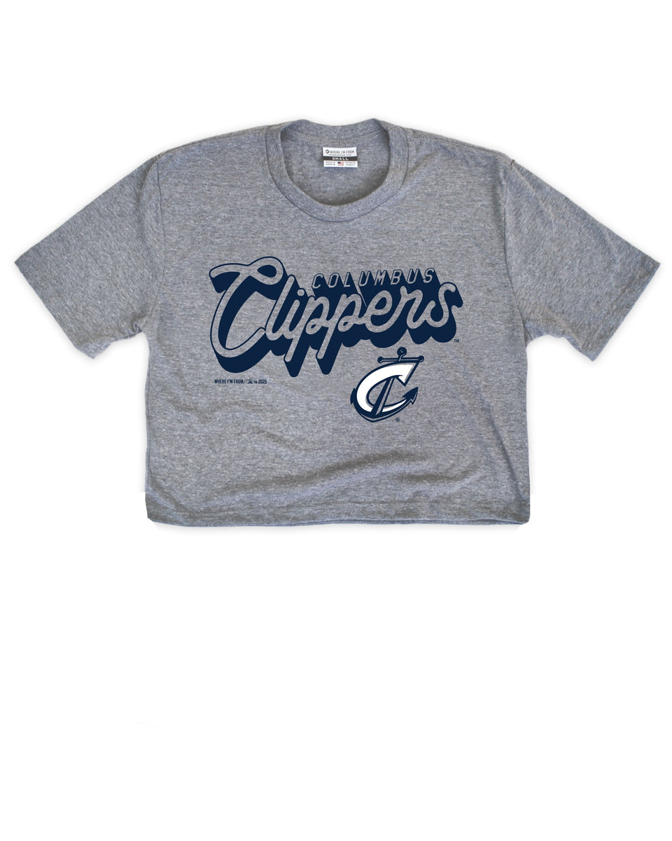 Columbus Clippers Where I'm From Women's Gray Cursive Font Crop Top ...